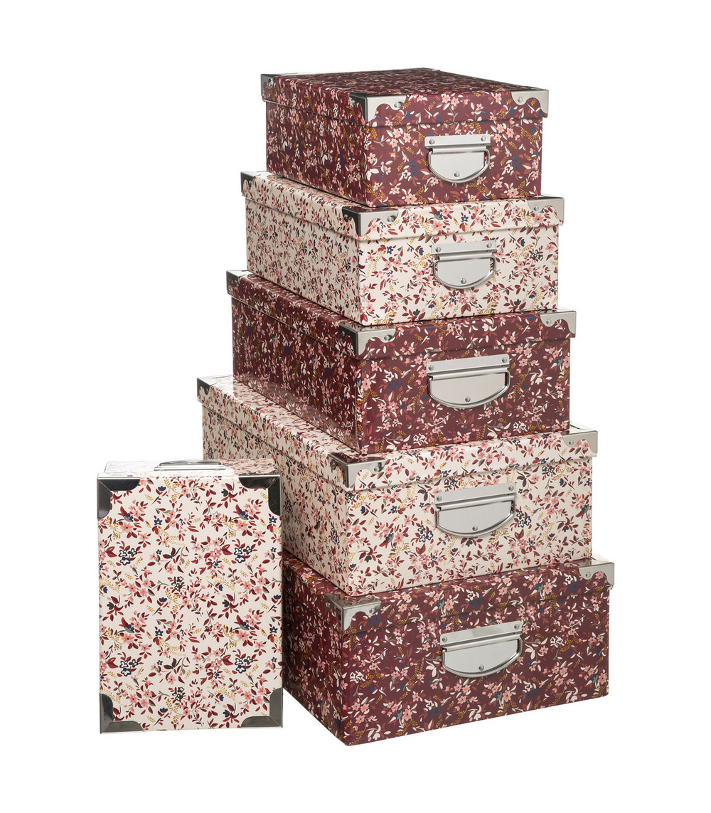 Lot de 6 boîtes de rangement avec poignées et coins en métal déco ...