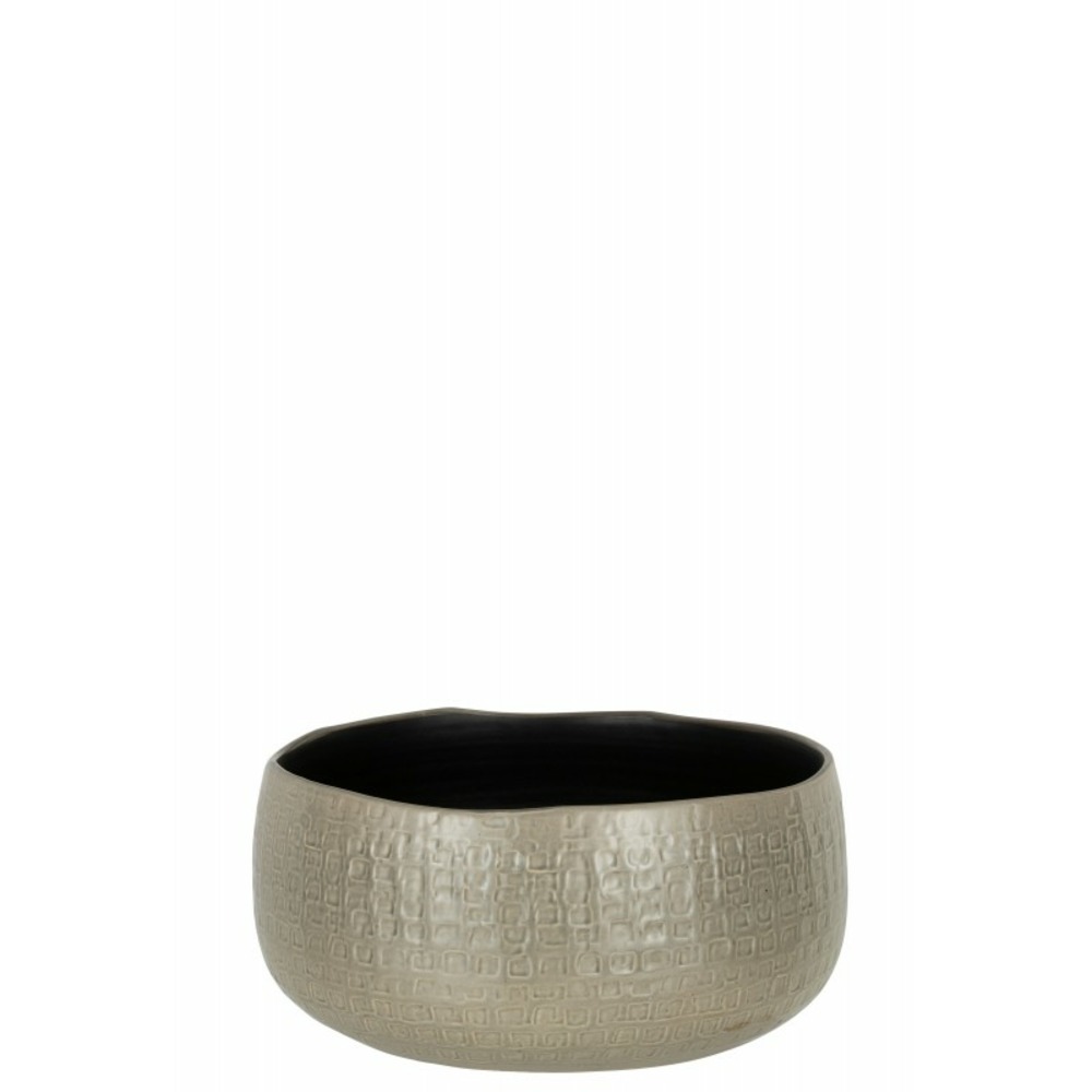 Cache pot bas à motifs en céramique gris clair 32x32x15cm | Truffaut