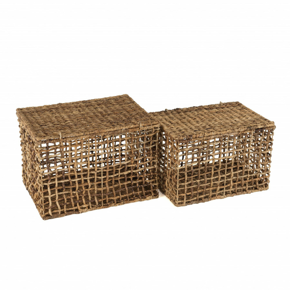 Set de 2 paniers de rangement en tissage naturel ajouré | Truffaut