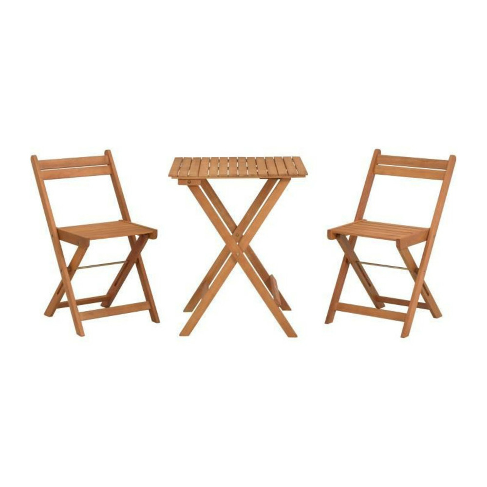 Ensemble en bois d'acacia - composé d'une table carrée et de 2 chaises ...