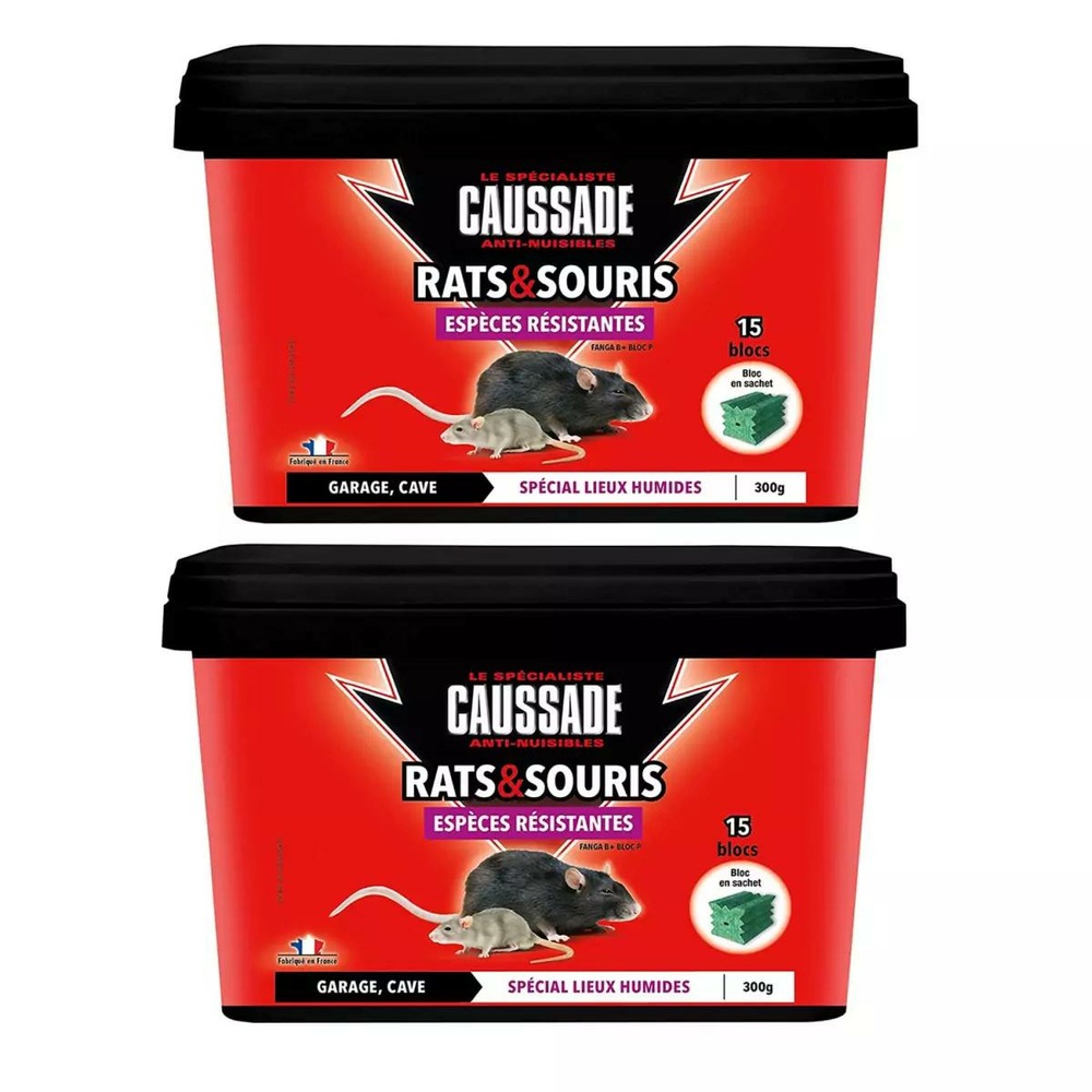 Lot de 2 boites raticide rats & souris –espèces résistantes, seau de ...