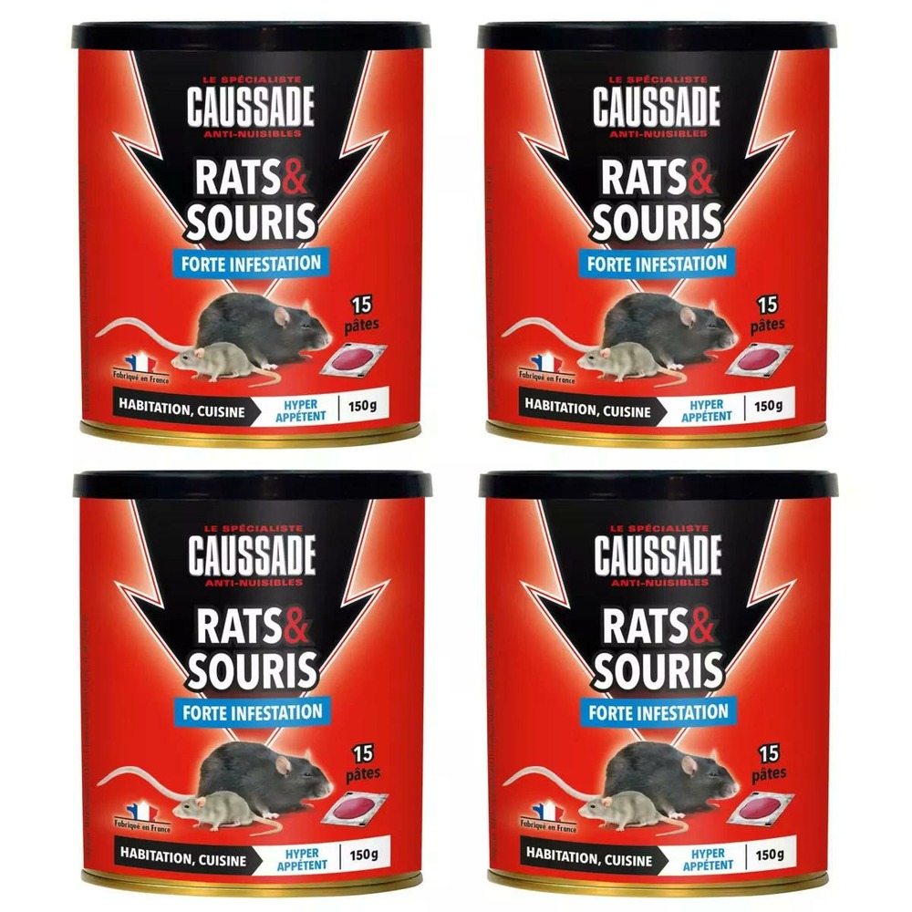 Lot de 4 boites de raticide rats & souris - pat'appât forte infestation ...