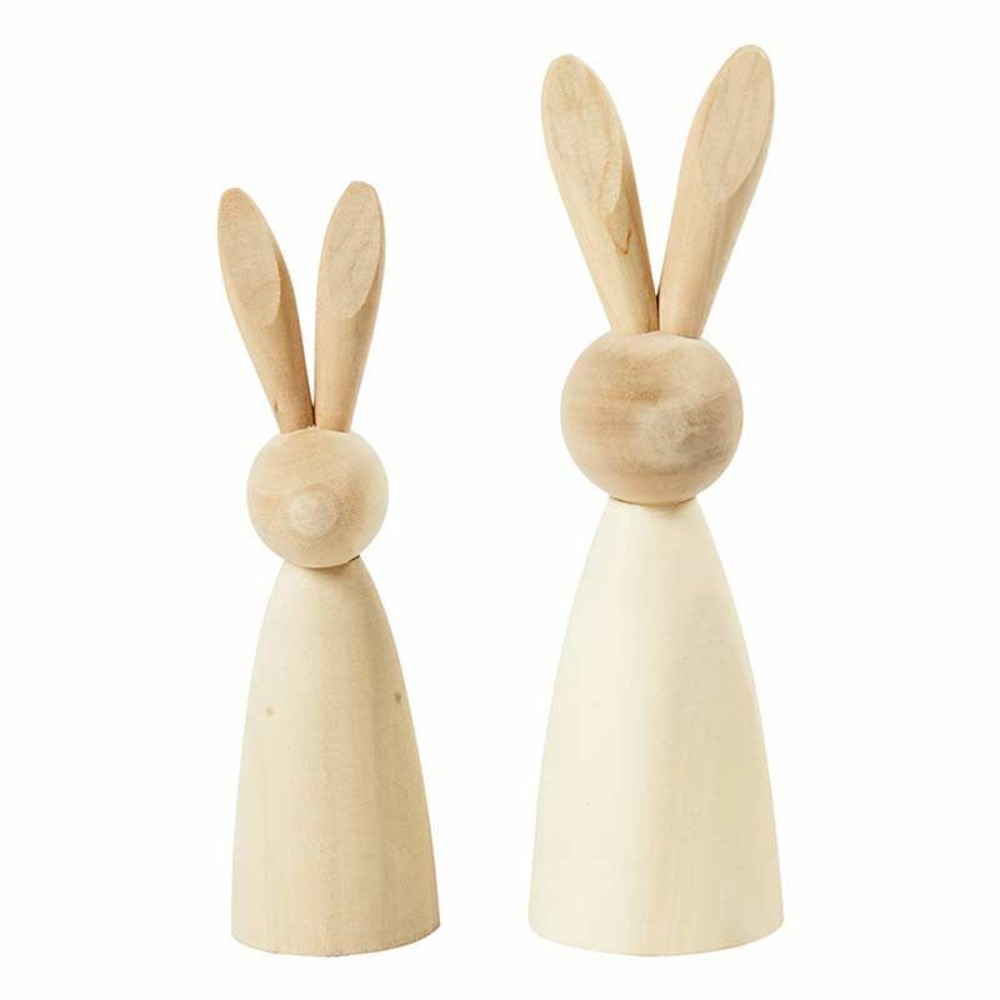 2 lapins en bois à décorer - 12 et 14 cm | Truffaut