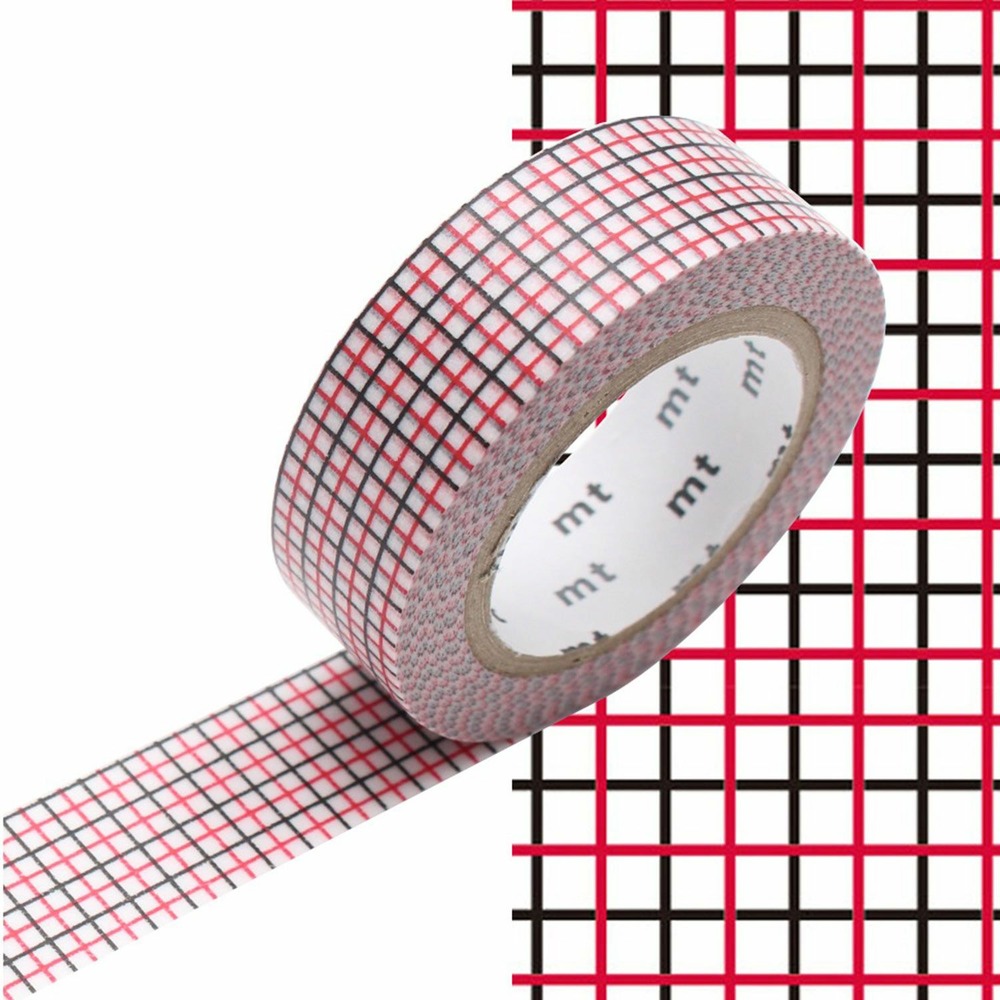 Masking tape quadrillé rouge et noir - 1,5 cm x 7 m | Truffaut
