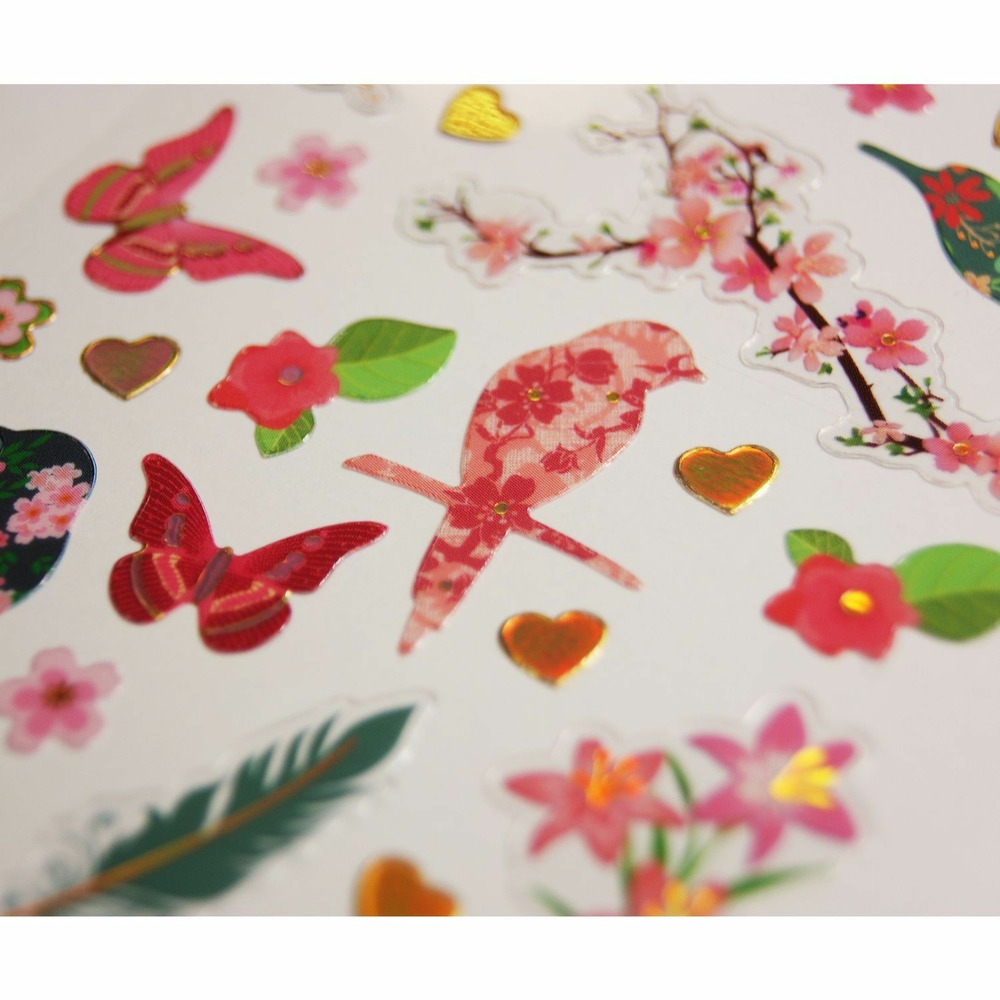 Stickers - printemps - oiseaux et fleurs - 1,8 cm | Truffaut
