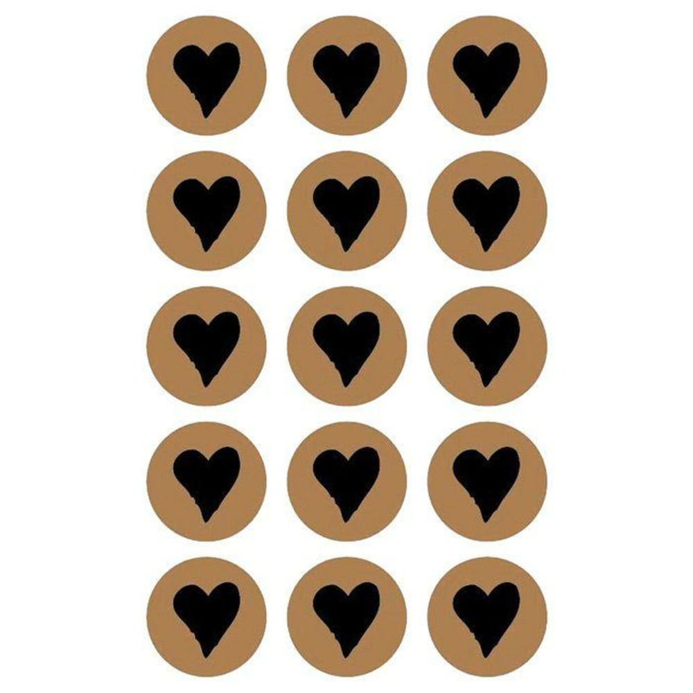 60 stickers ronds ø 2,6 cm avec coeur noir | Truffaut