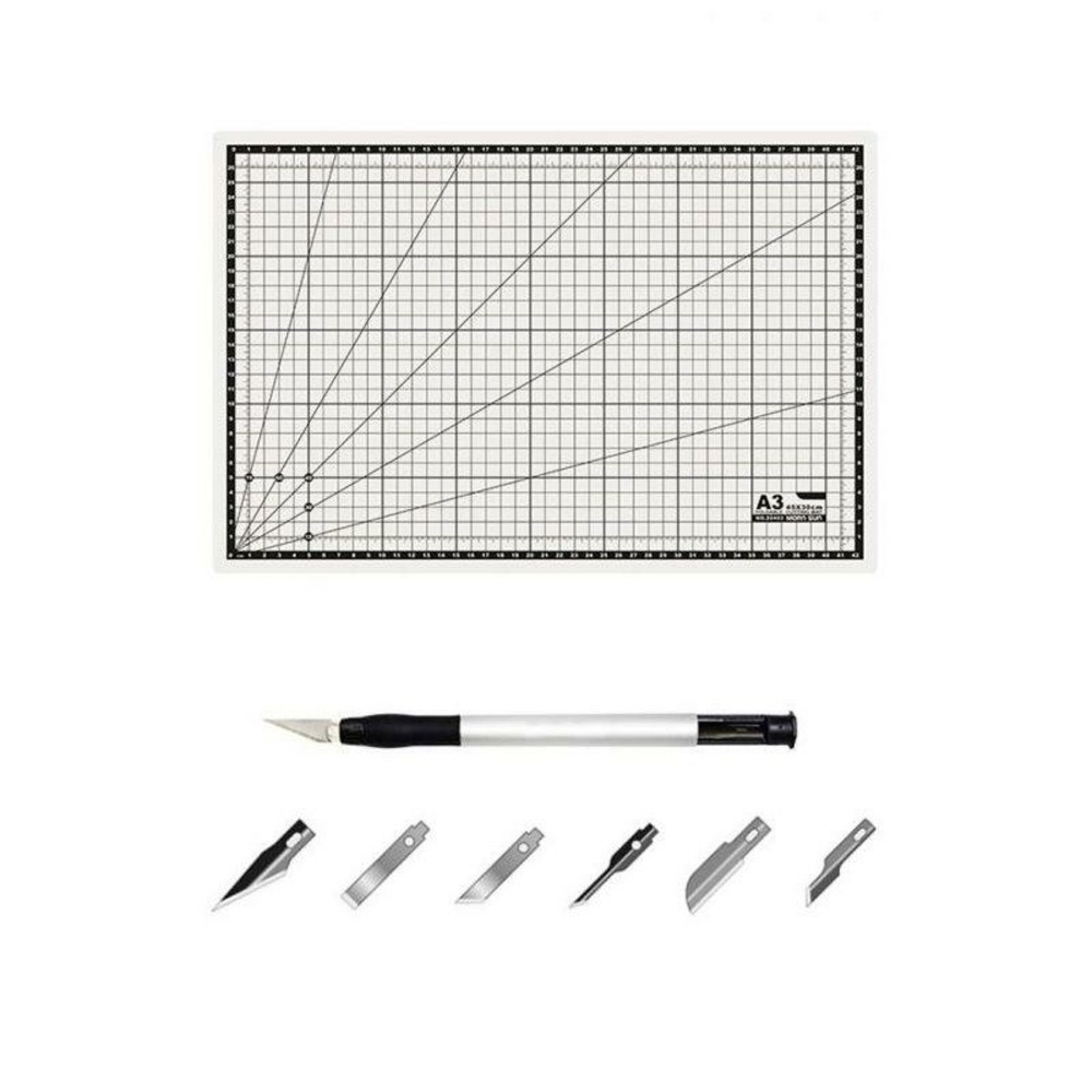 Tapis de découpe autocicatrisant 45 x 30 cm + set cutter 11 lames ...