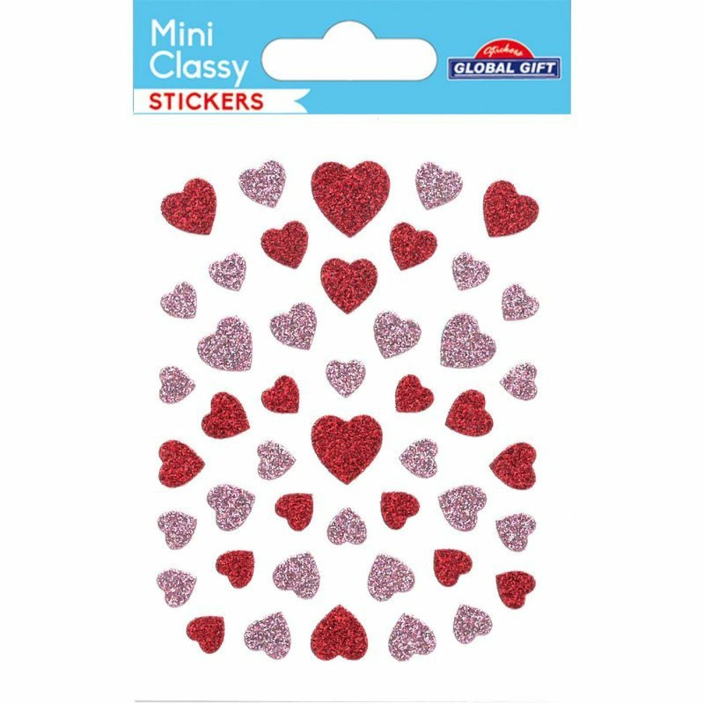 Stickers - coeurs et roses rouges - paillettes - 7,5 x 10 cm | Truffaut