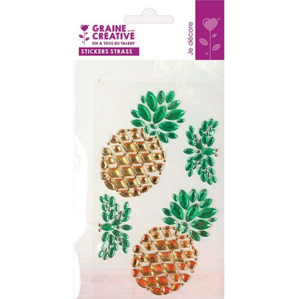4 stickers strass 15 x 9,5 cm - ananas | Truffaut