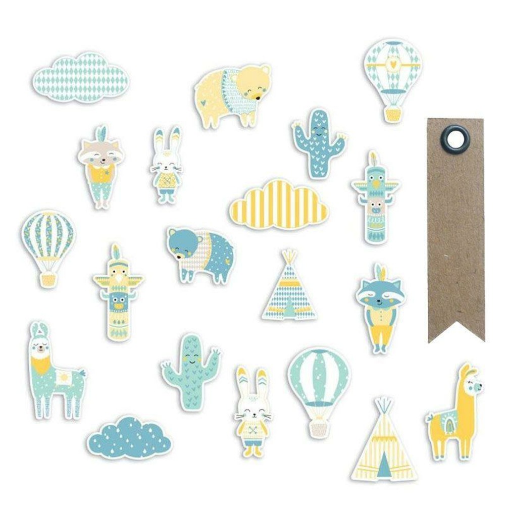 20 formes découpées léonard + 20 étiquettes kraft fanion | Truffaut