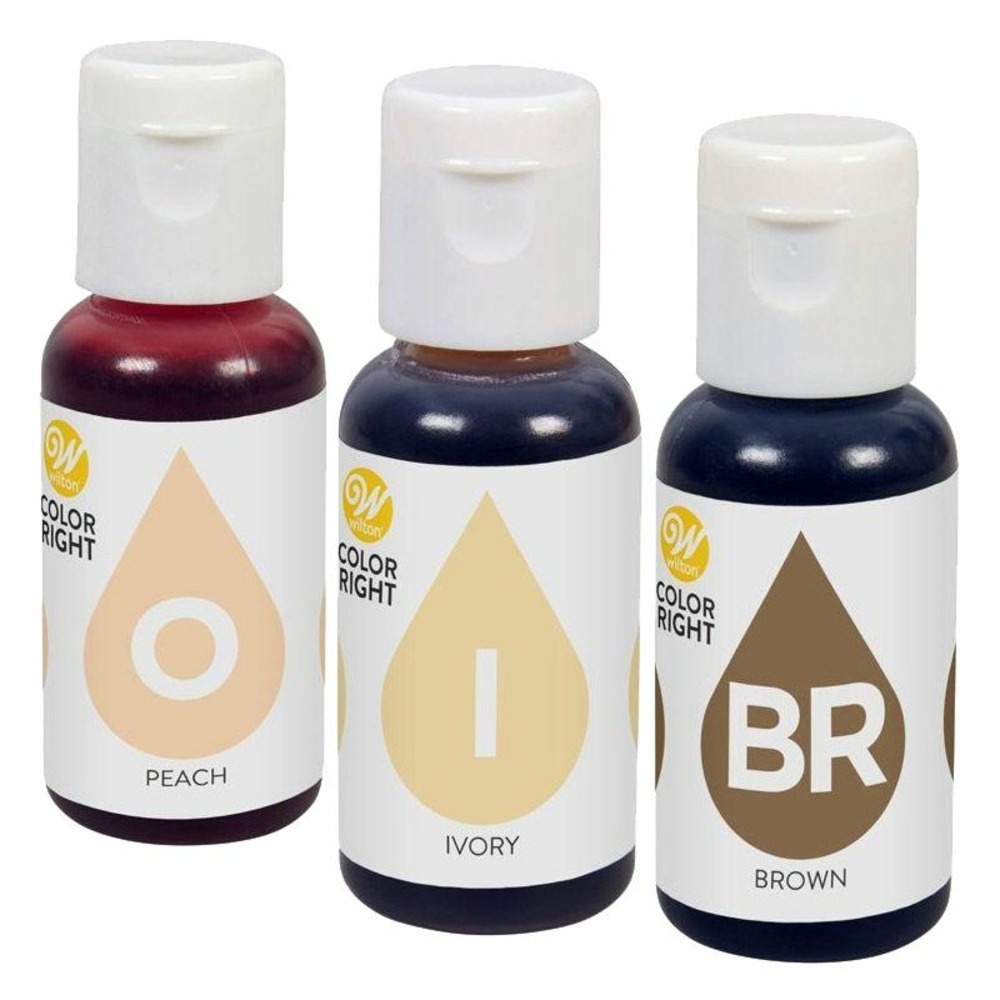 3 colorants alimentaires liquides 19 ml - marron-ivoire-pêche | Truffaut