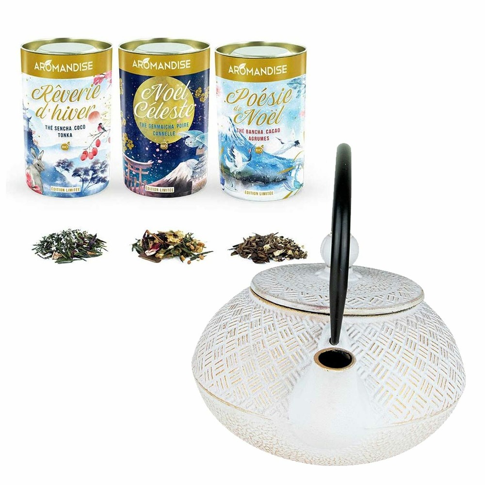 Théière tamayuki blanche 800 ml + coffret de thés japonais | Truffaut