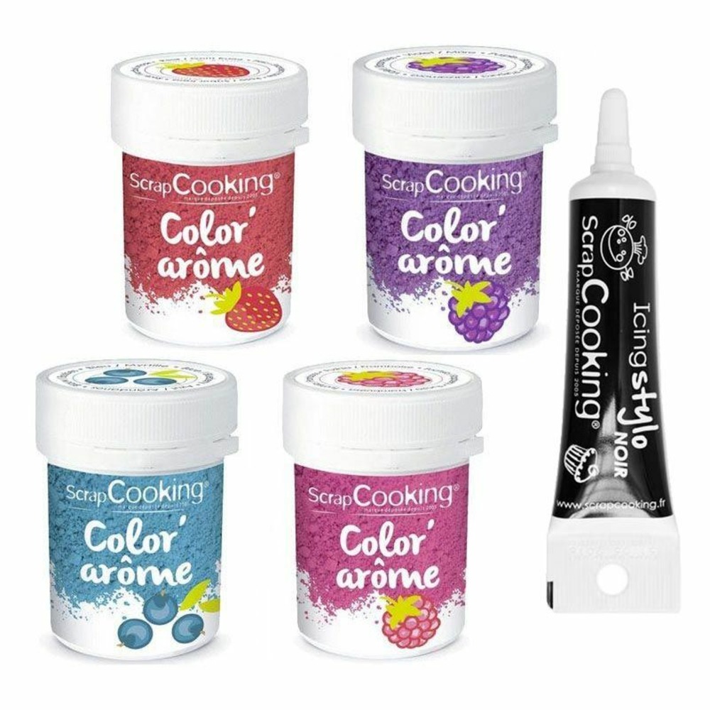 4 colorants alimentaires fruits rouges + stylo glaçage noir | Truffaut
