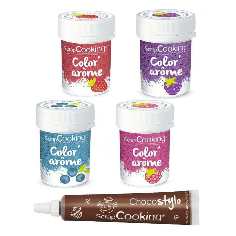 4 colorants alimentaires arômes fruits rouges + 1 stylo chocolat | Truffaut