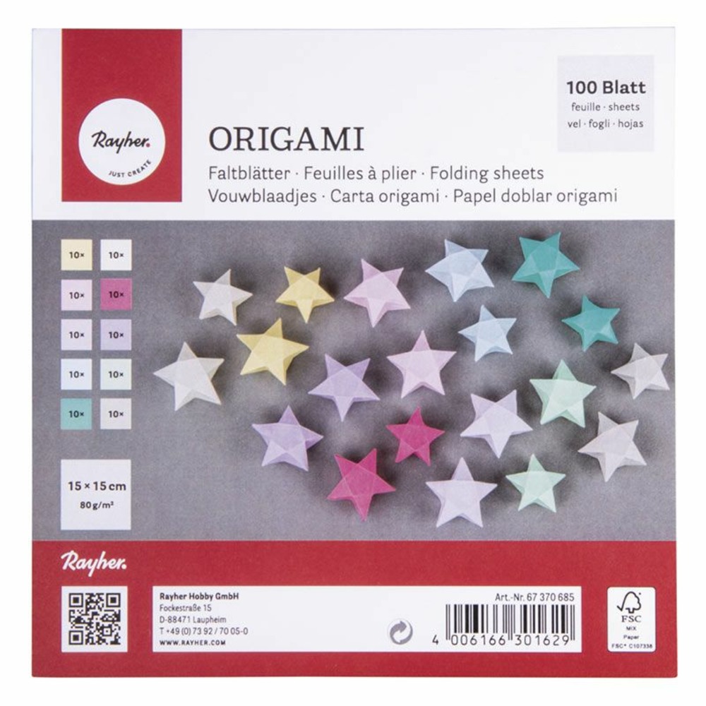 100 feuilles à plier origami 15 x 15 cm - multicolore | Truffaut