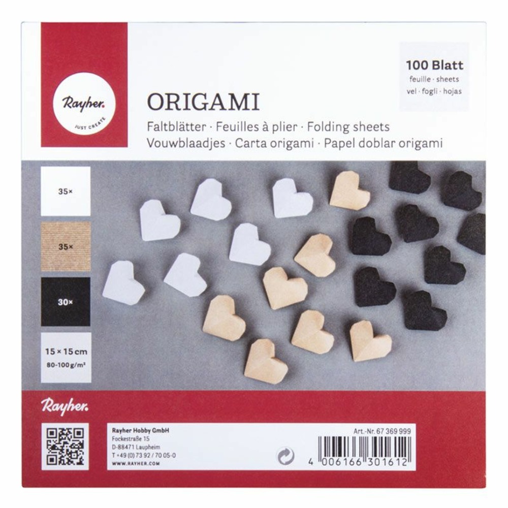 100 feuilles à plier origami 15 x 15 cm - blanc-beige-noir | Truffaut