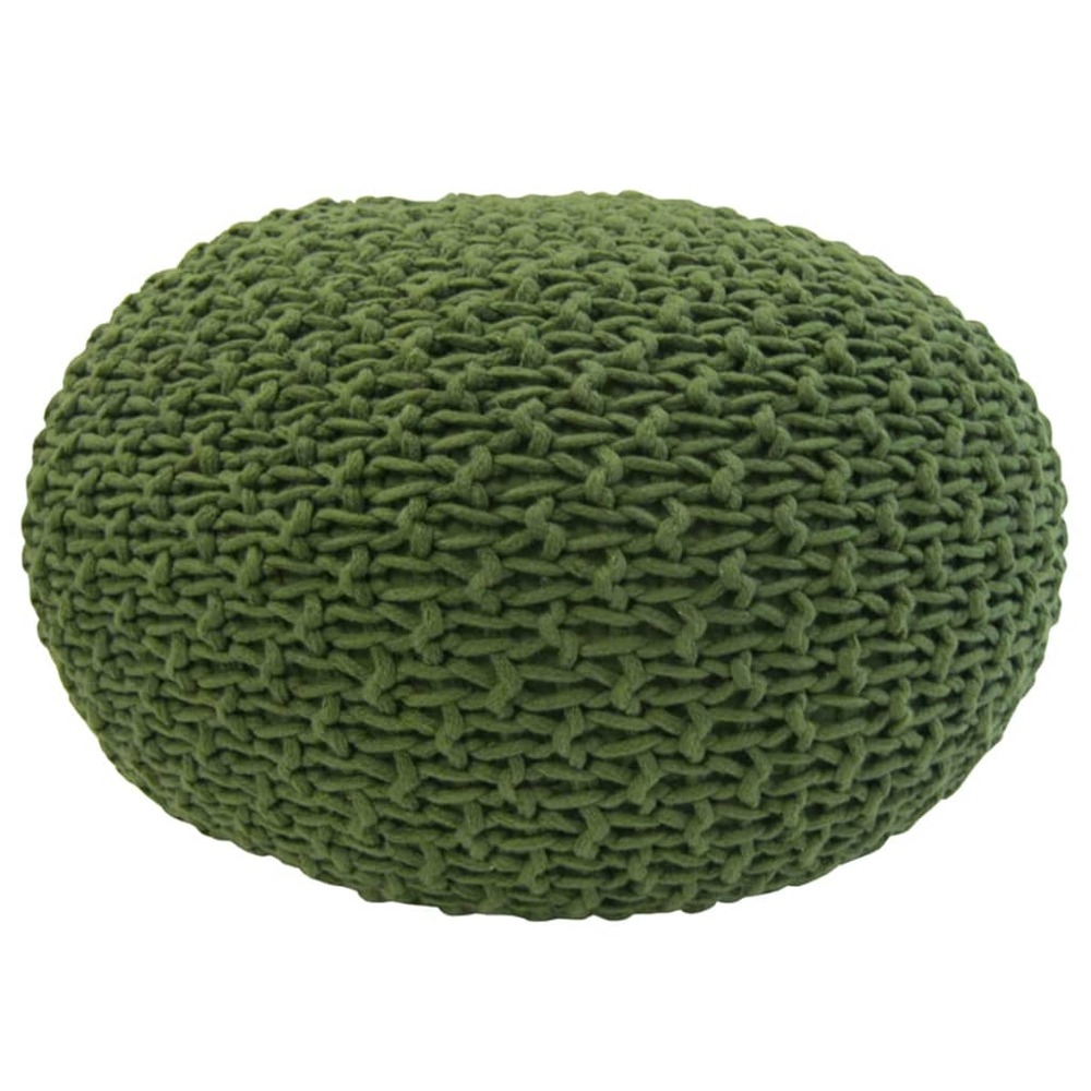 Pouf tricoté 30 x 50 cm olive | Truffaut