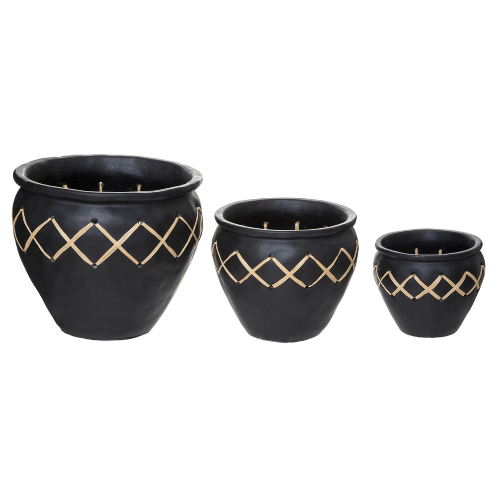 Pot x 3 rafia noir cuba | Truffaut