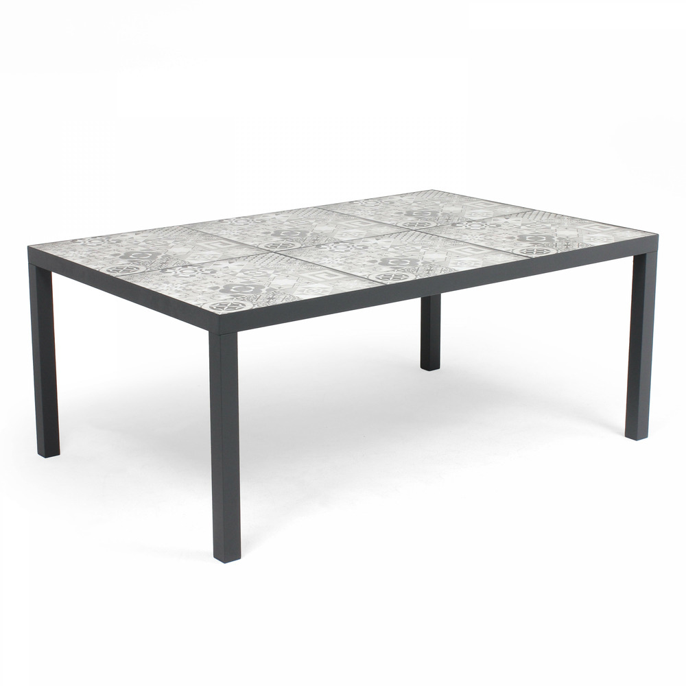 Table de jardin 10 places en aluminium et céramique gris | Truffaut
