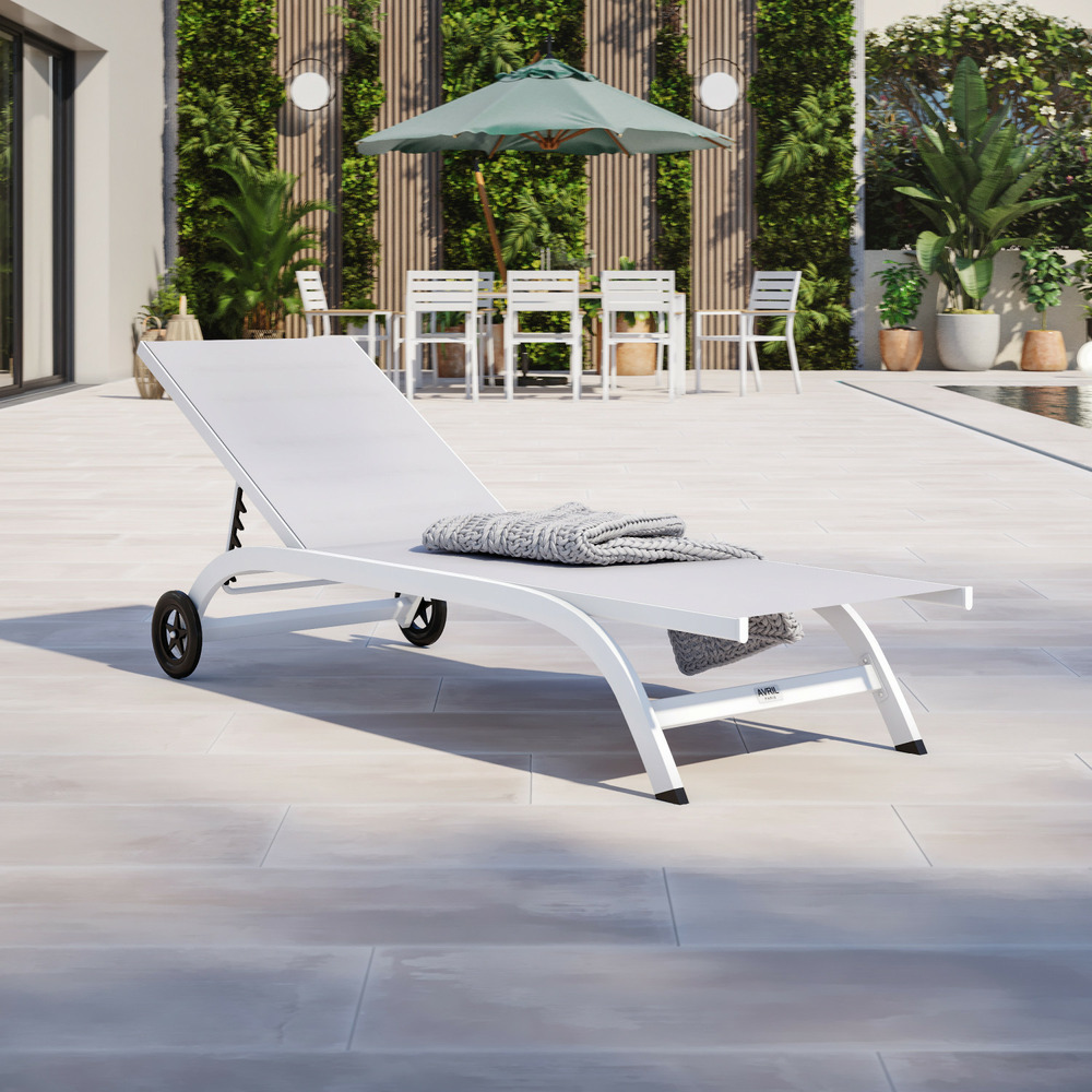 Bain de soleil / transat de jardin inclinable 5 positions aluminium ...