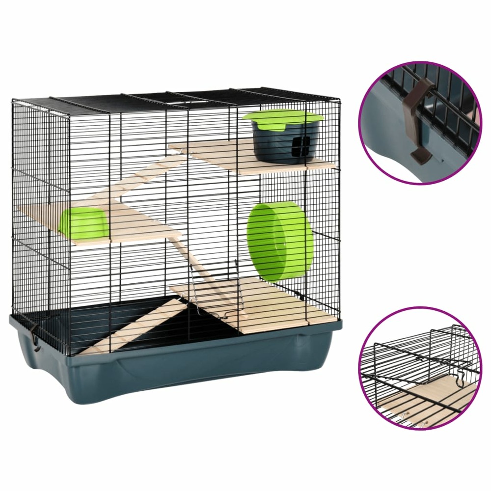Cage pour hamsters gris 58x32x54 cm polypropylène et métal | Truffaut