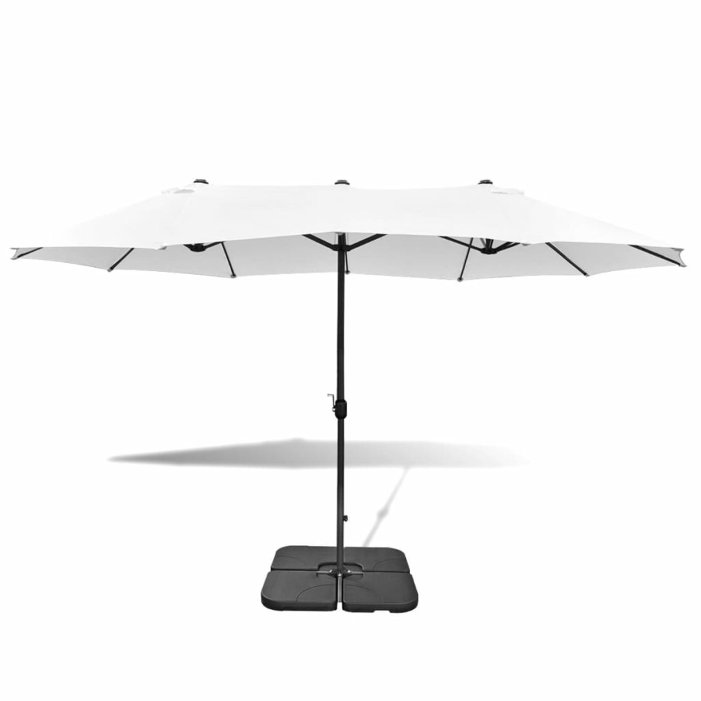 Parasol avec base portable 2,7 x 4,6 m aluminium blanc sable | Truffaut