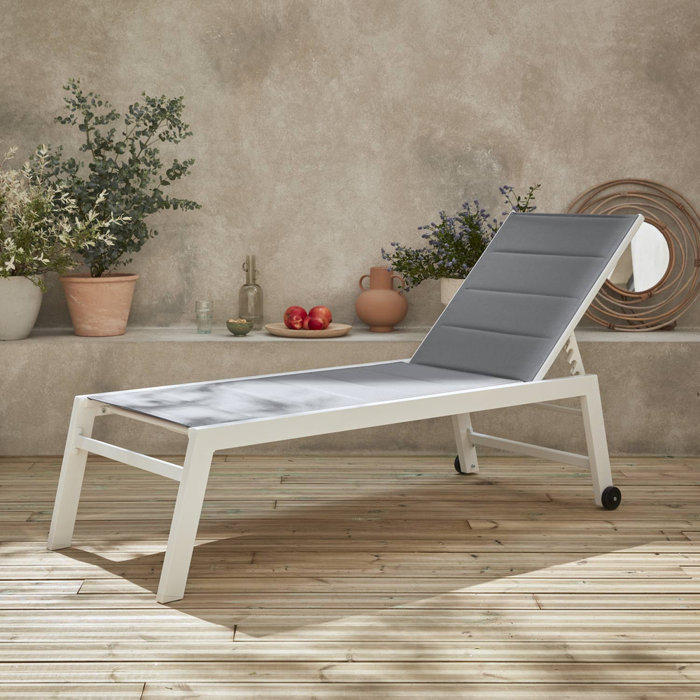 Bain de soleil - solis - transat textilène matelassé et aluminium 6 ...
