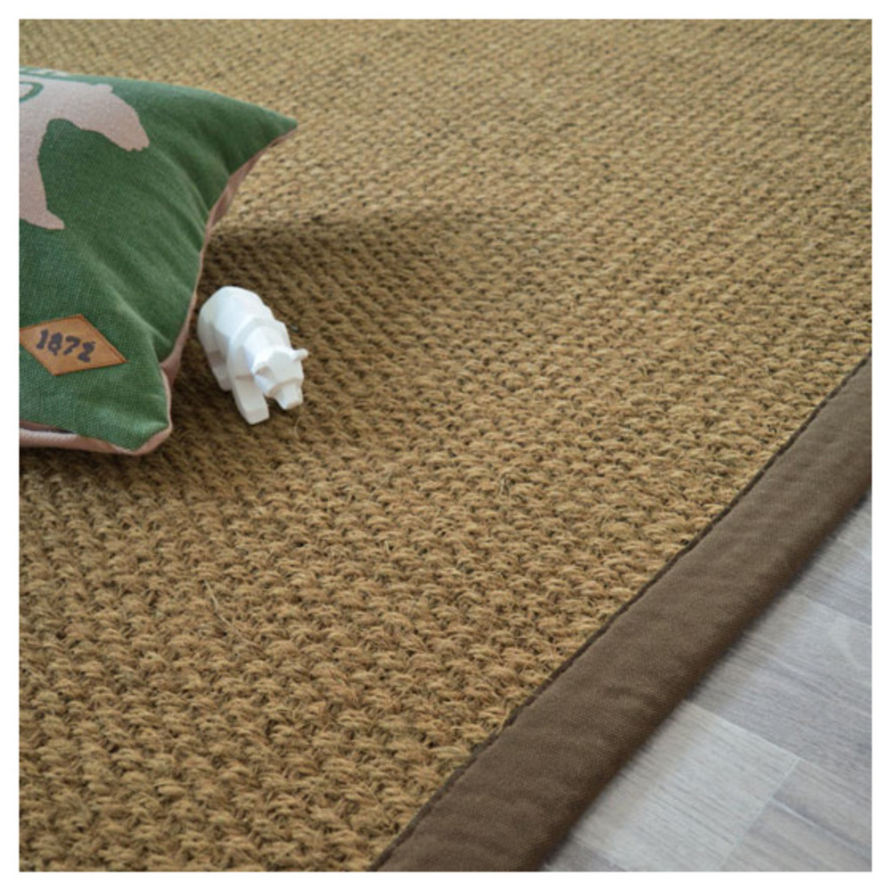 Tapis coco - delhi panama - ganse coton marron - 80 x 150 cm | Truffaut
