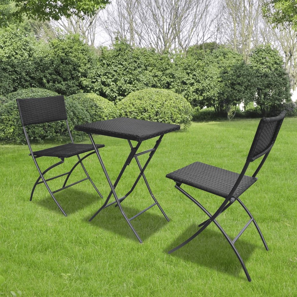 Ensemble/ set 2 chaises+1 table terrasse style incurvé noir | Truffaut