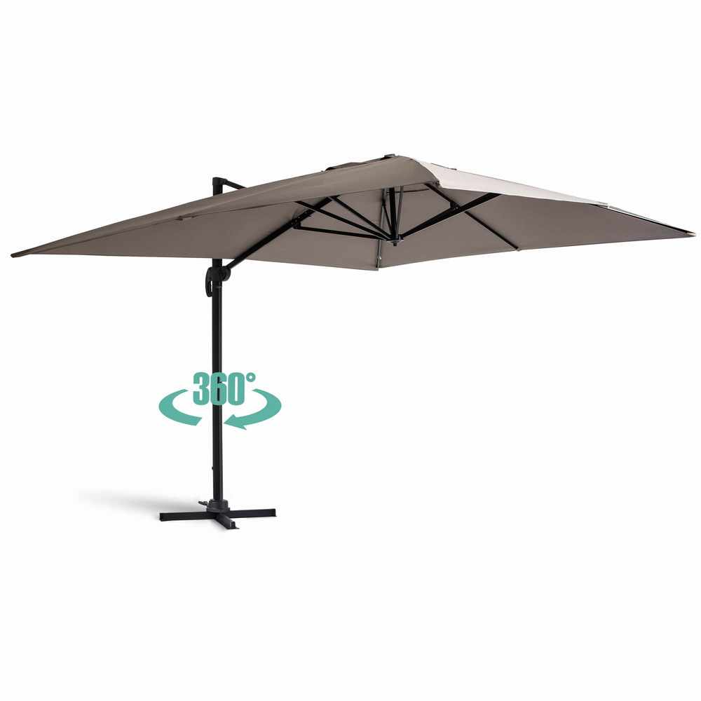 Parasol déporté 3x4m en aluminium taupe | Truffaut
