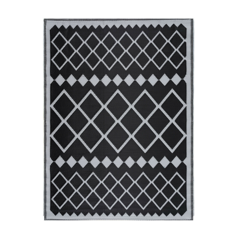 Tapis d'extérieur en plastique tressé - 120x160cm - noir - réversible ...