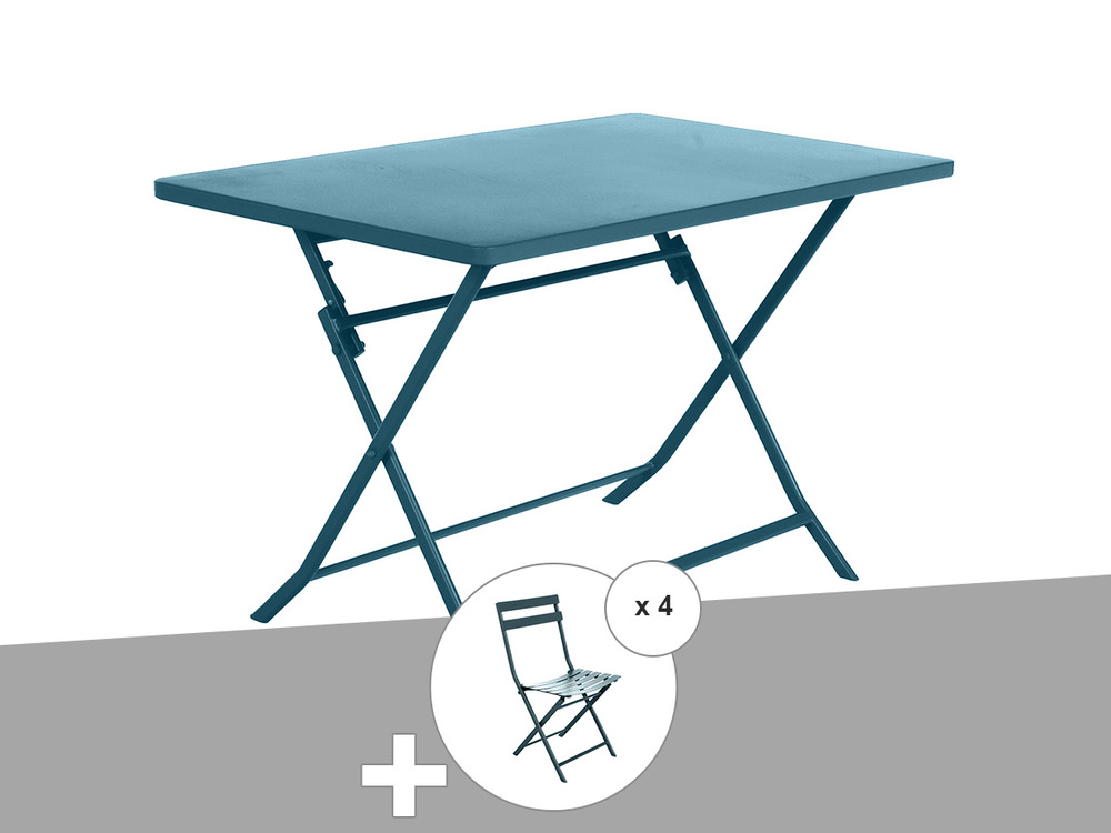 Table de jardin rectangle greensboro 110 x 70 cm canard + 4 chaises ...