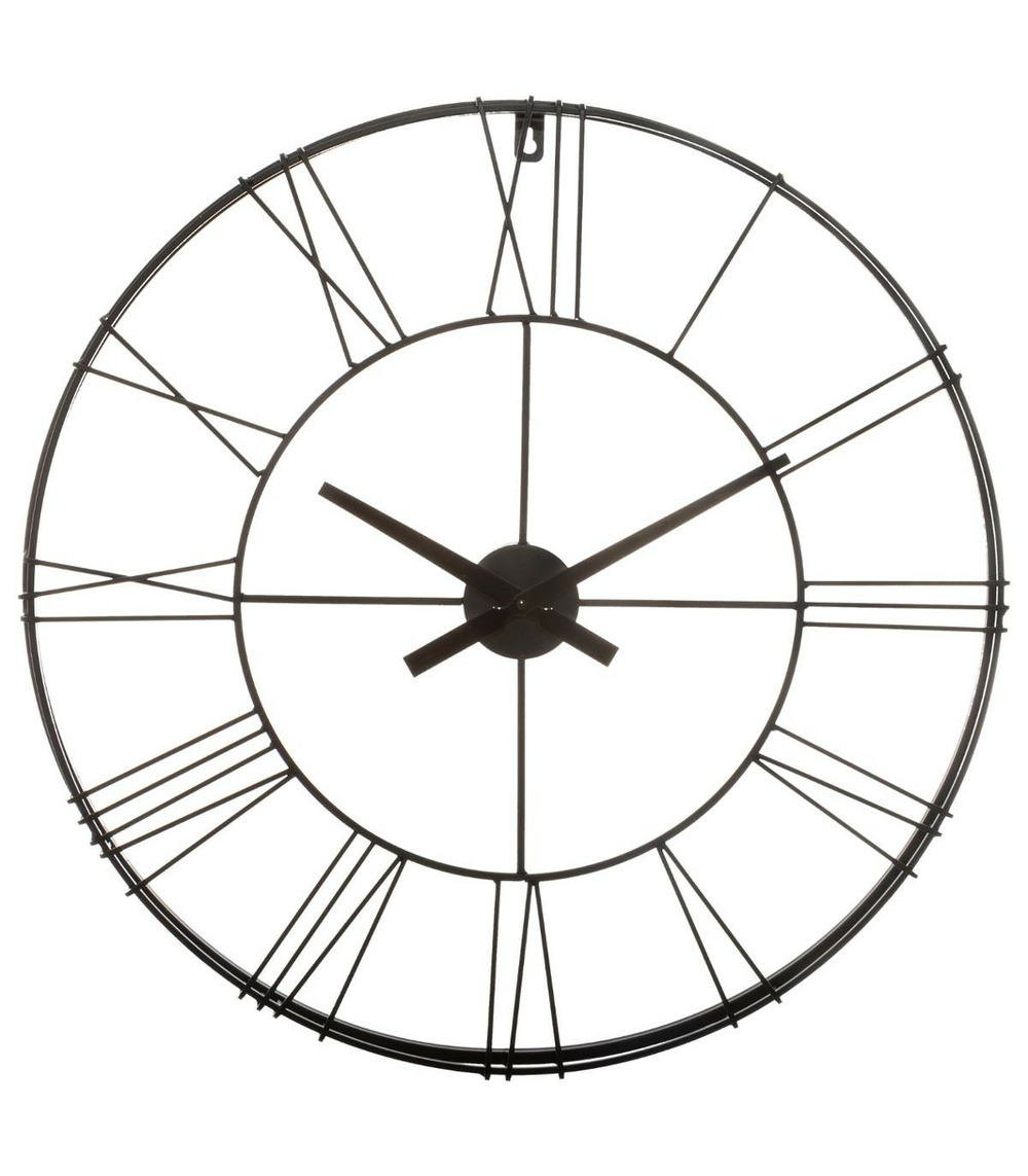 Grande pendule murale effet 3d en métal noir d 70 cm | Truffaut