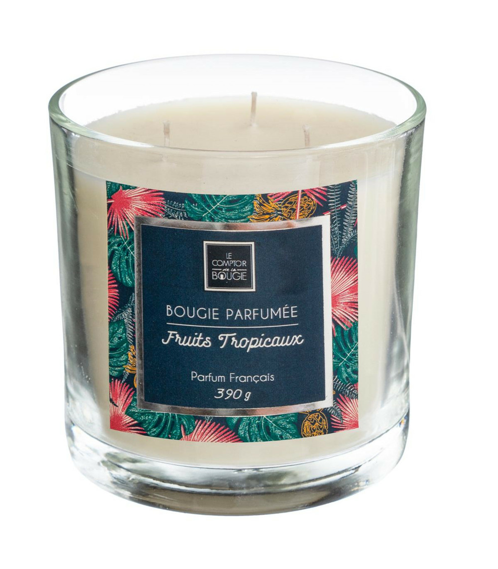 Bougie parfumée fruits tropicaux pot en verre 390 g | Truffaut