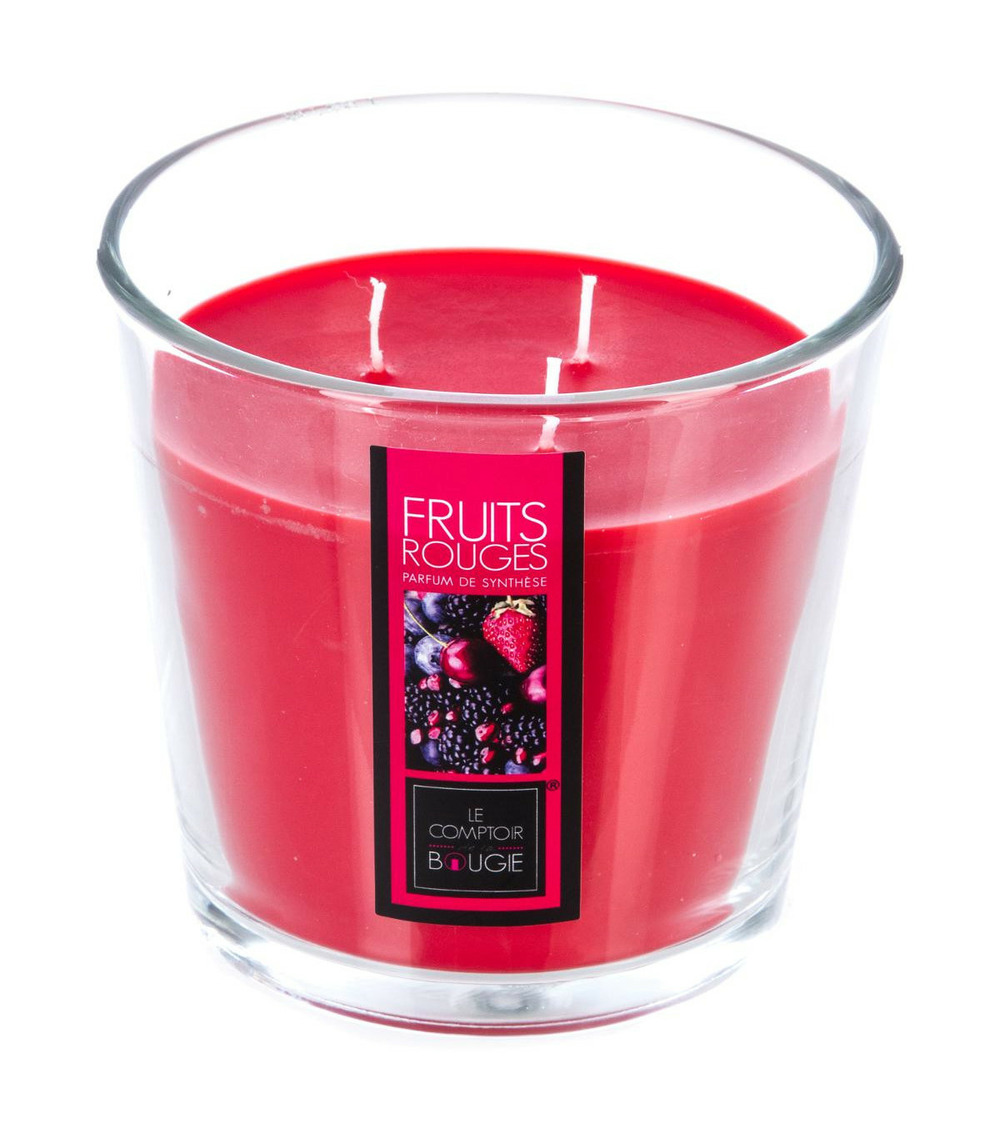 Bougie parfumée fruits rouges pot en verre 500 g | Truffaut