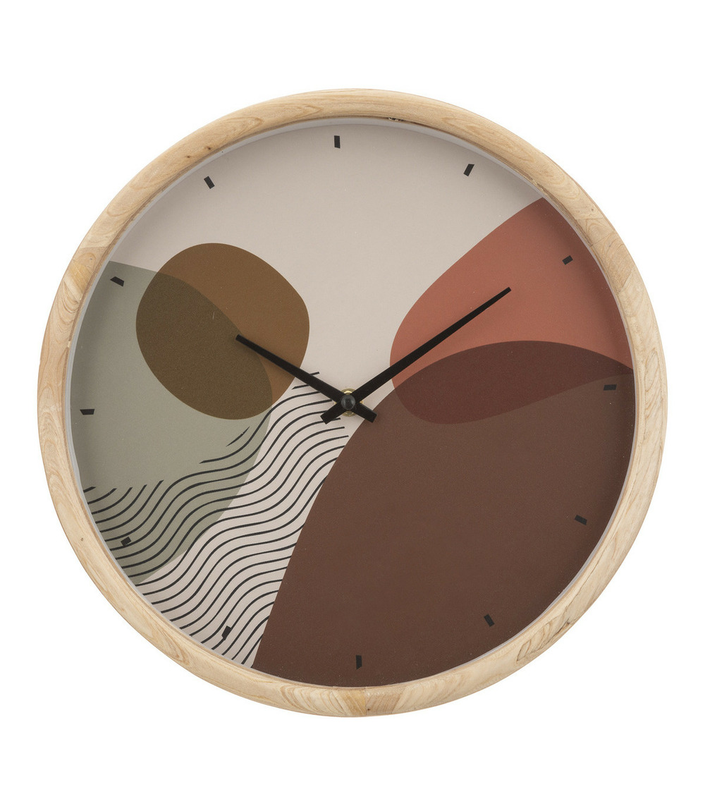 Pendule murale design moderne en bois et verre d 30 cm | Truffaut