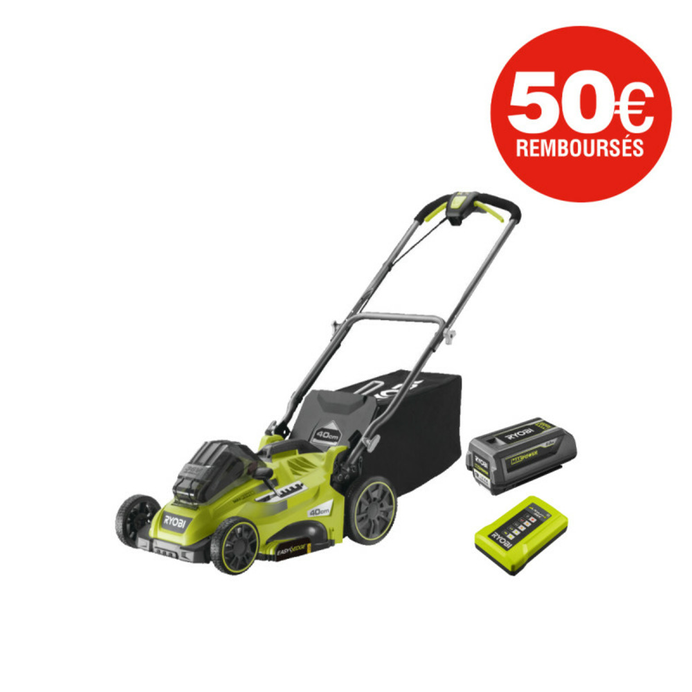 Tondeuse ryobi - rlm36x41h50pg - 36v maxpower - coupe 40cm - 1 batterie ...