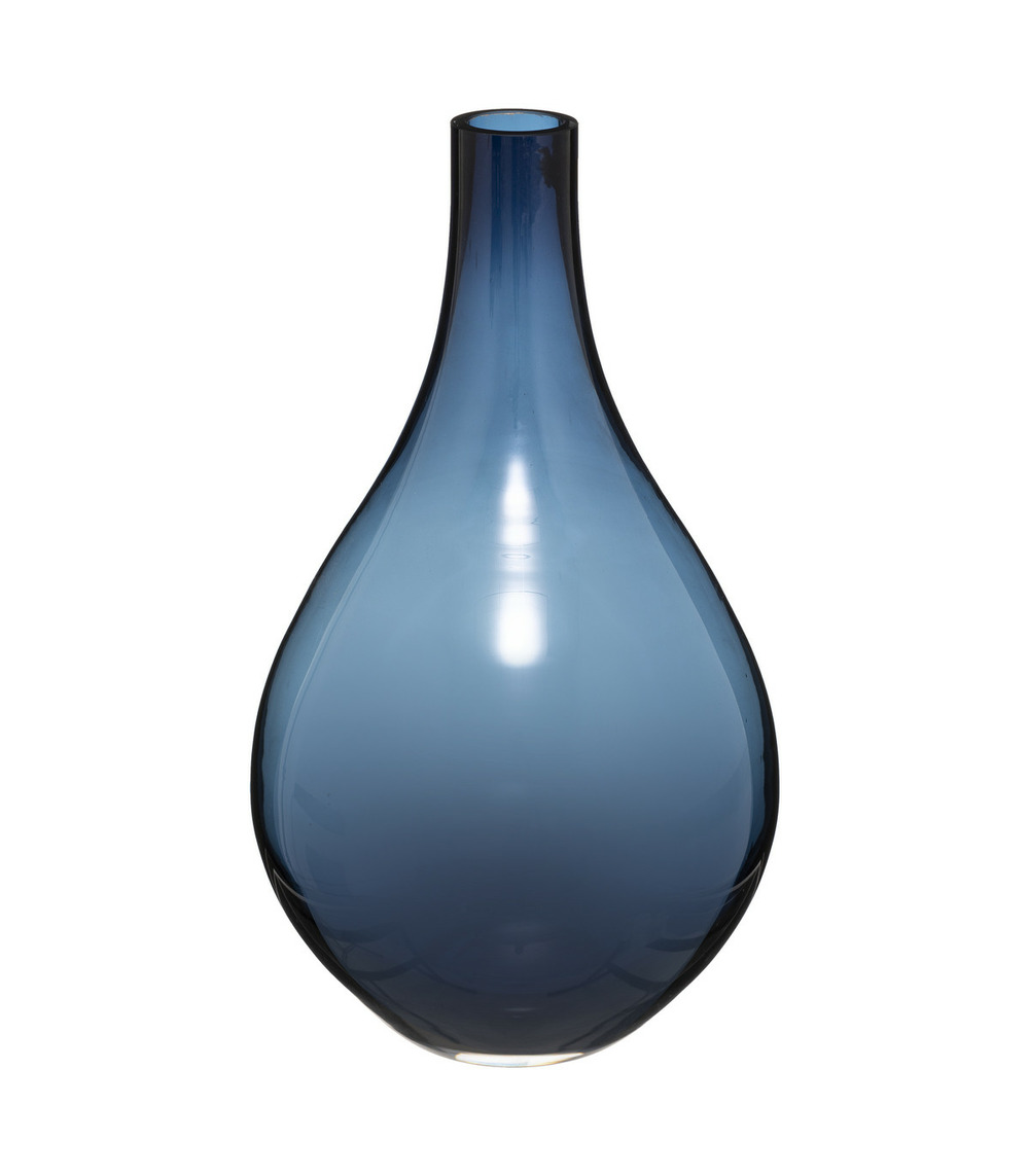 Vase bouteille en verre bleu h 35 cm | Truffaut