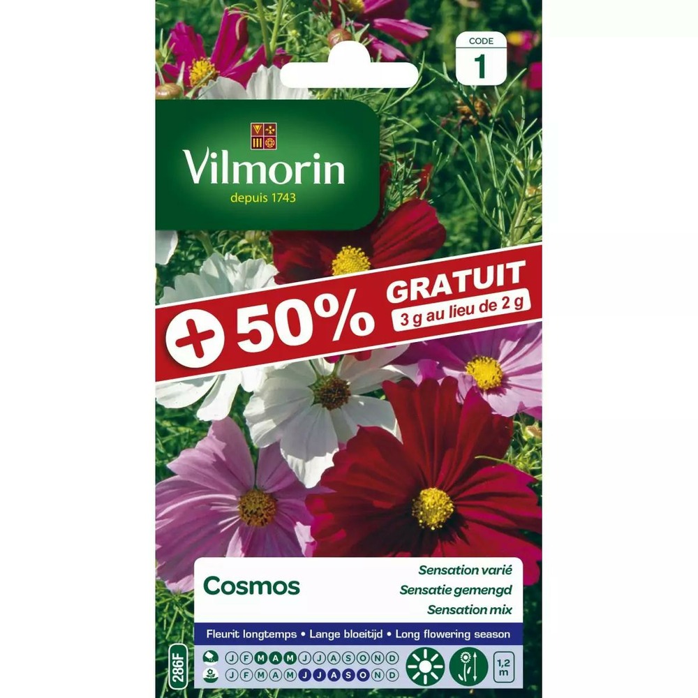 Sachet graines cosmos à grande fleurs varié +50% gratuit -cosmos ...