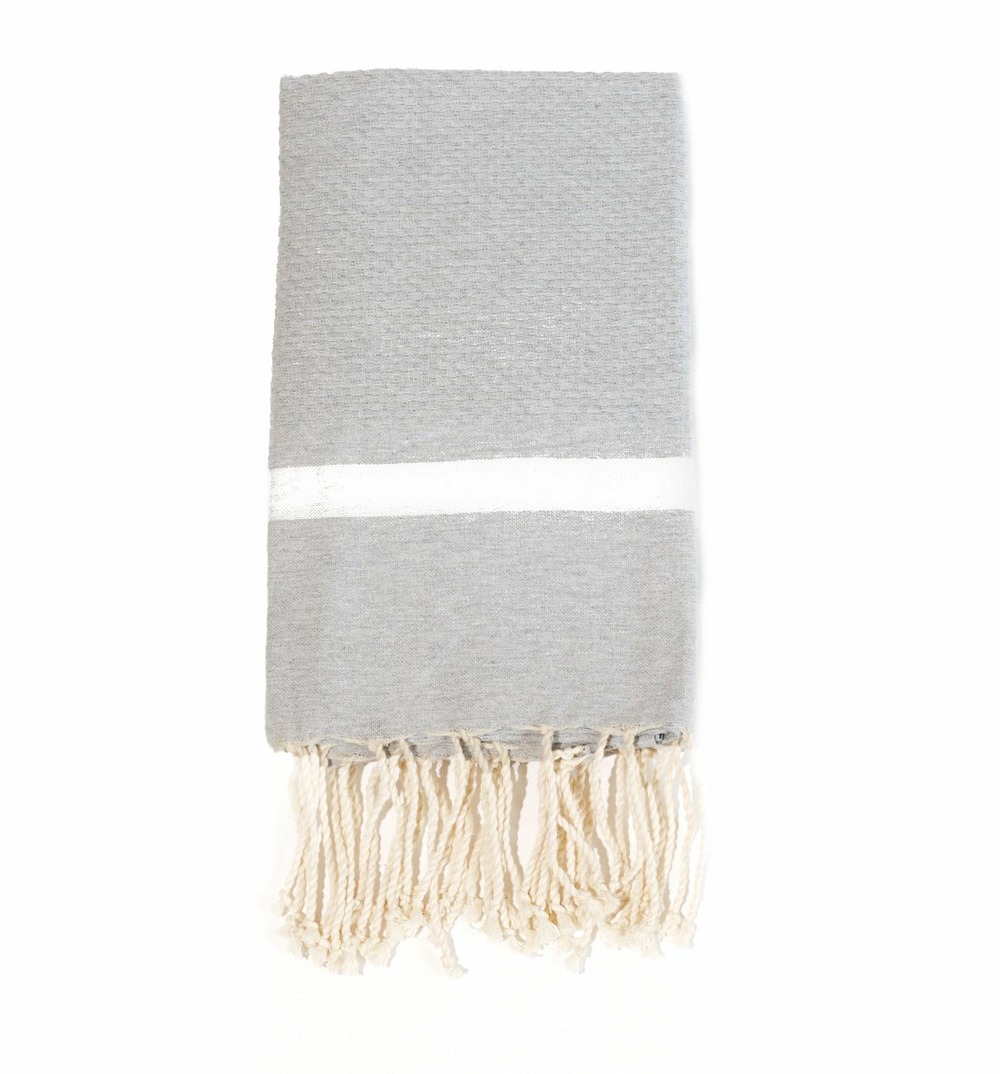 Fouta en coton tissage nid d'abeille spa 100x200cm gris argent | Truffaut