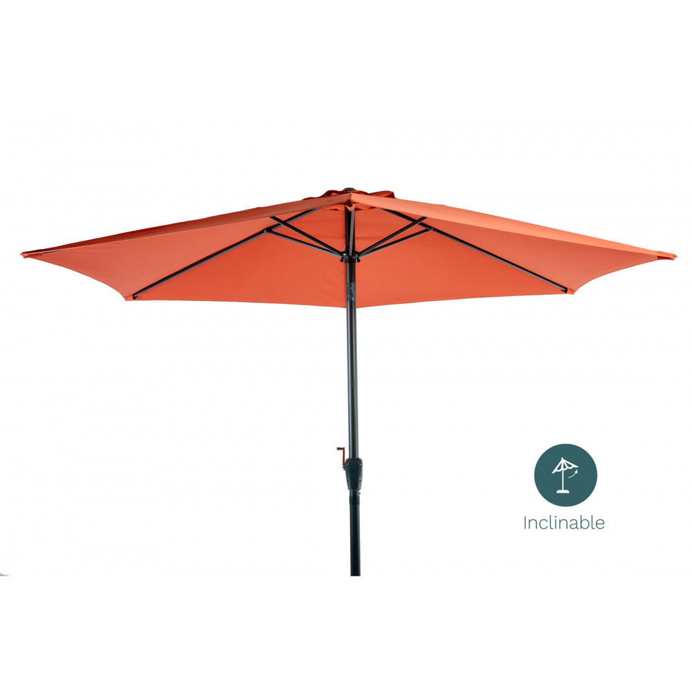 Parasol orange brûlée inclinable 3m aluminium et polyester - mobilier ...
