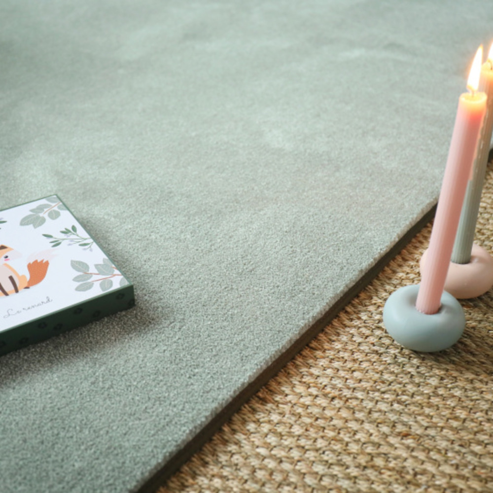 Tapis doux - hypnose vert sauge - galon vert olive - 250 x 350 cm ...