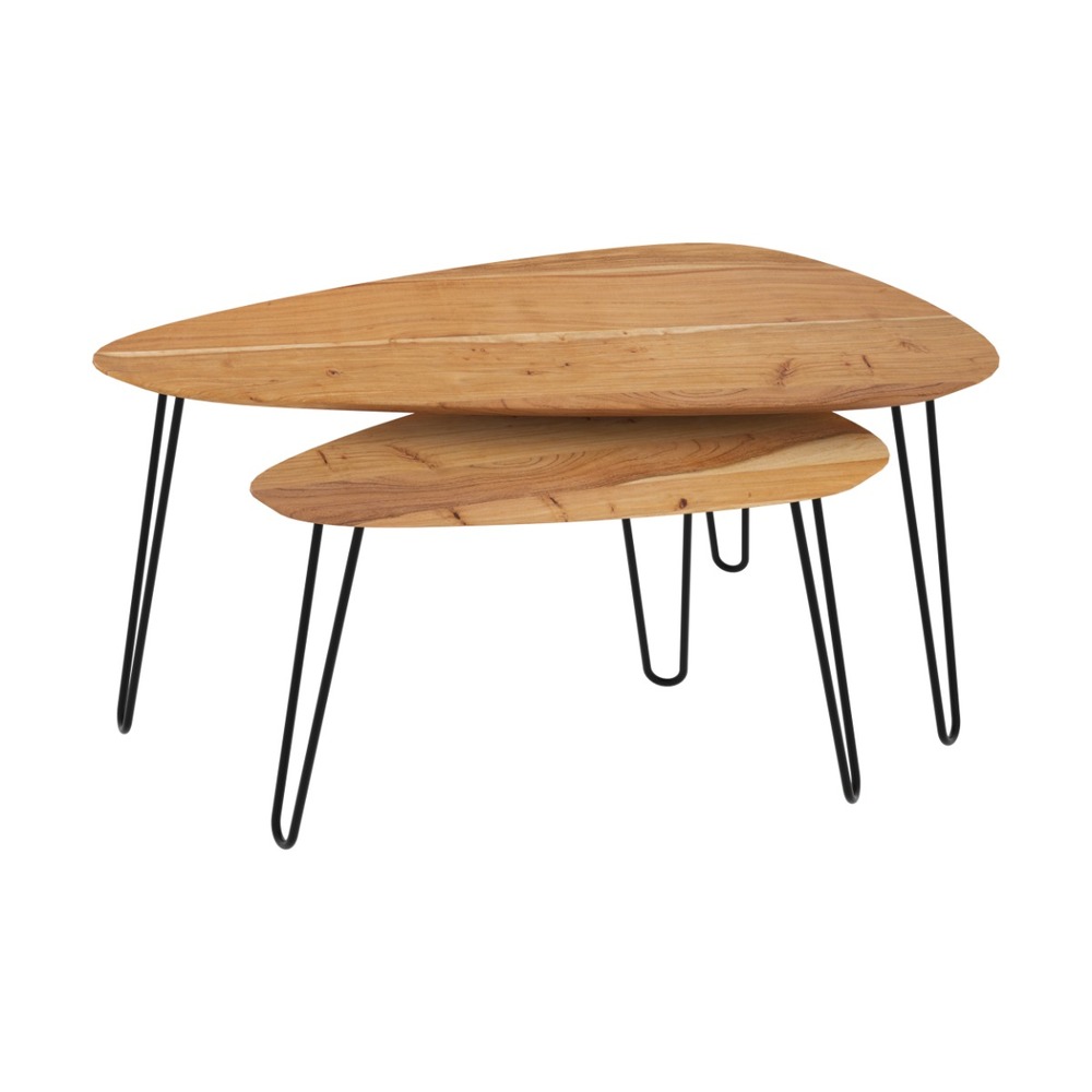 Kiwi - table basse d'acacia ovale gigogne en bois (lot de 2) | Truffaut