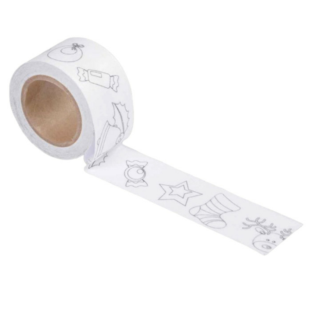 Ruban masking tape a colorier "noël" 5m blanc | Truffaut