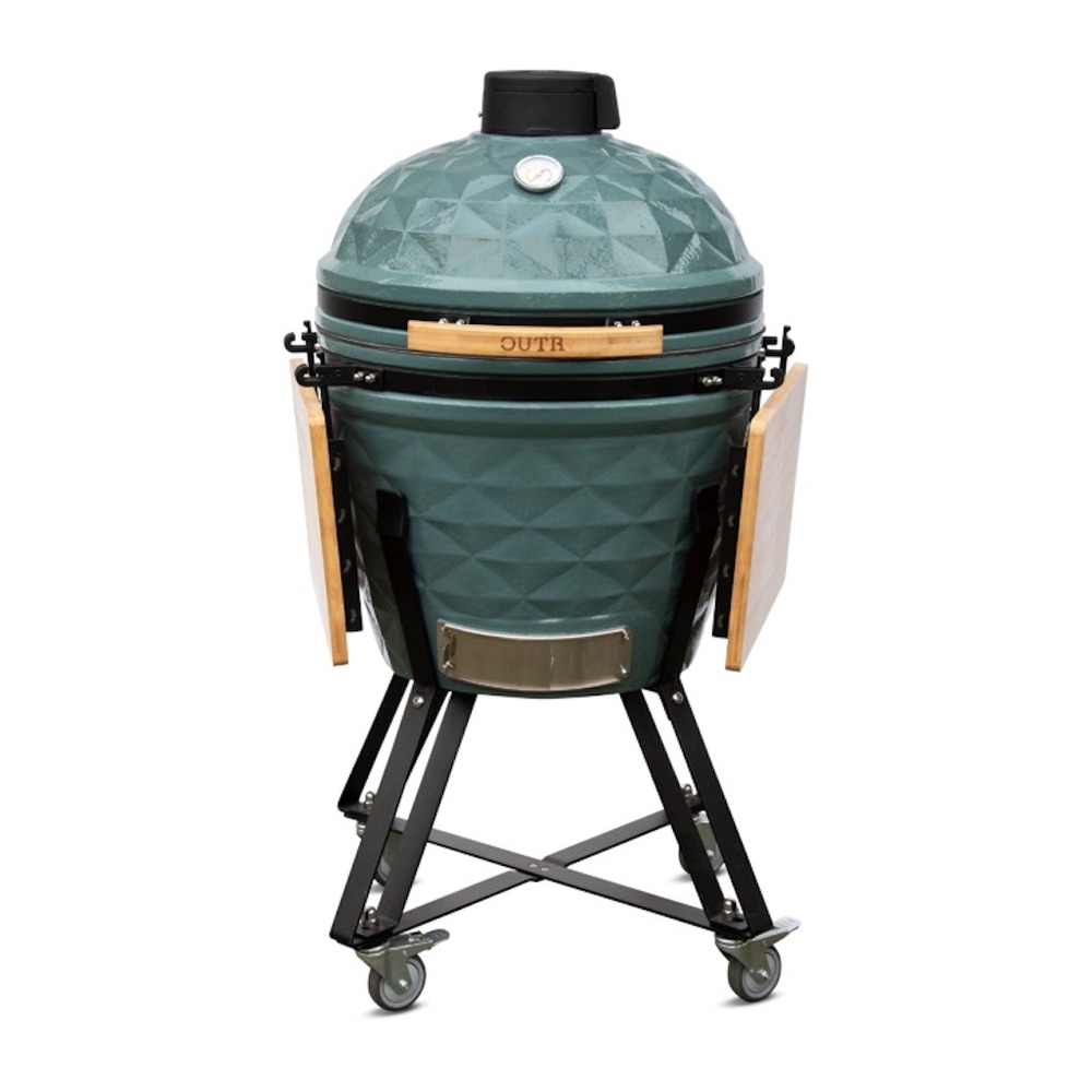 Barbecue kamado diamond l56 bleu océan - ø47.8 cm - céramique émaillée ...
