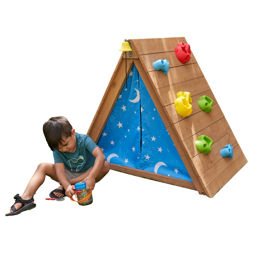 Cabane tipi en bois avec mur d'escalade pour enfants - A frame | Truffaut
