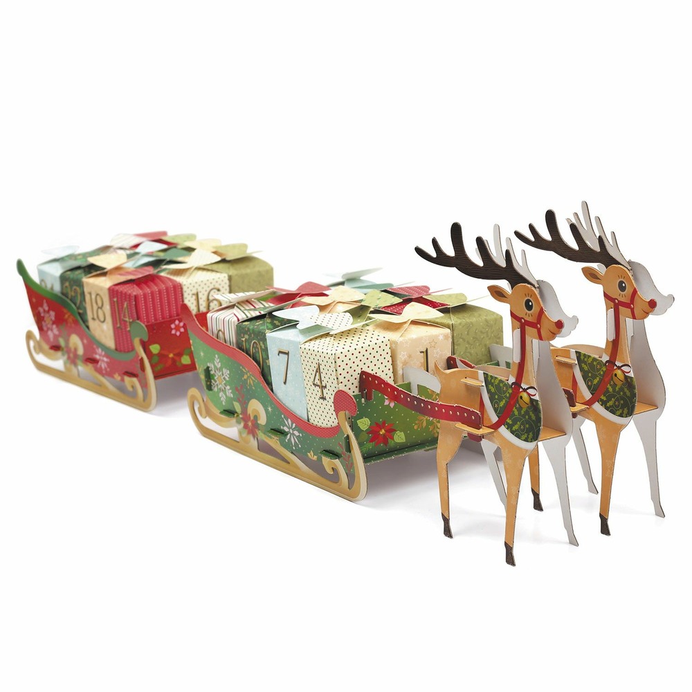 Calendrier de l'avent rennes et traîneau à construire | Truffaut