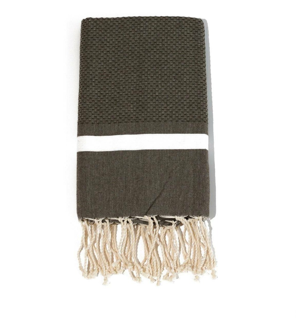 Fouta en coton tissage nid d'abeille spa 100x200cm gris foncé | Truffaut