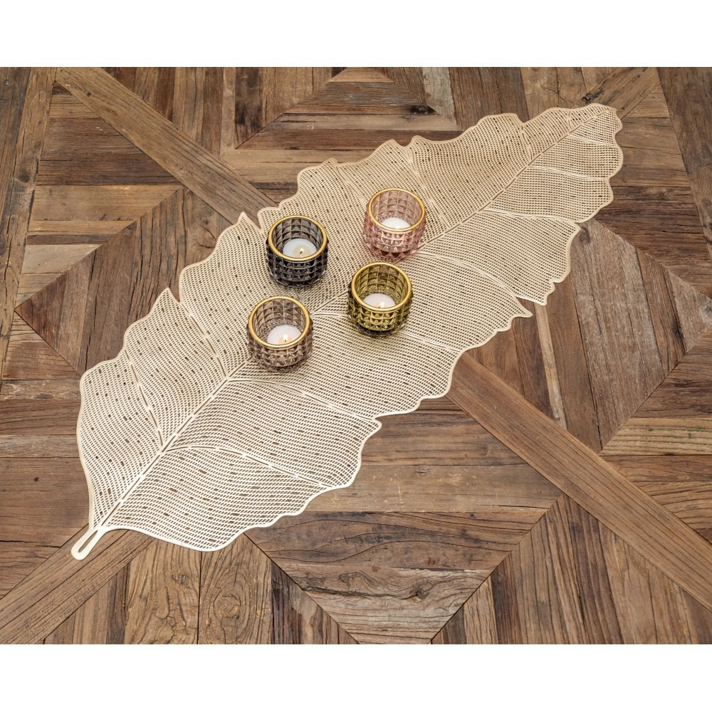 Chemin de table feuille doree 90x34cm | Truffaut