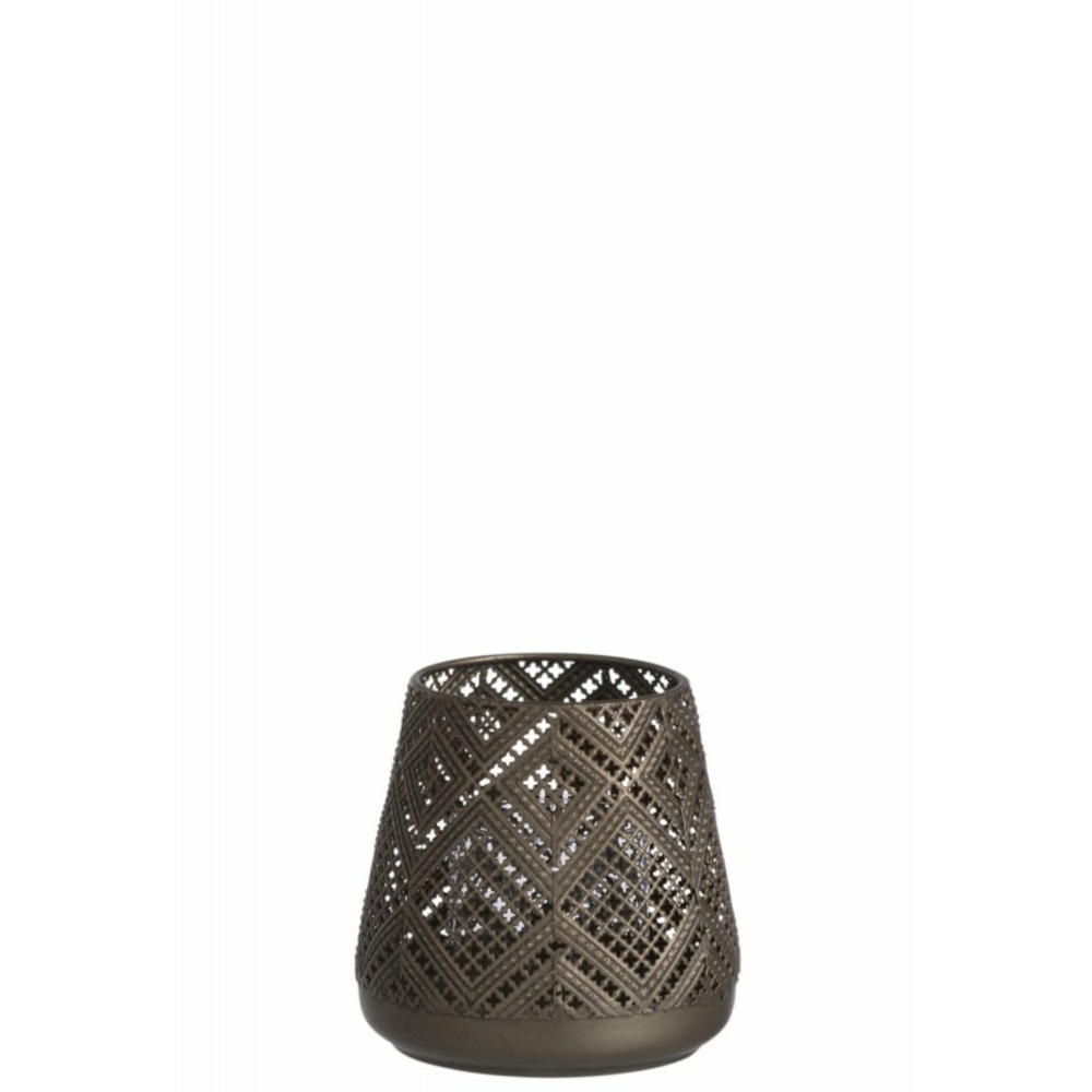 Photophore conique oriental metal/verre antique marron | Truffaut